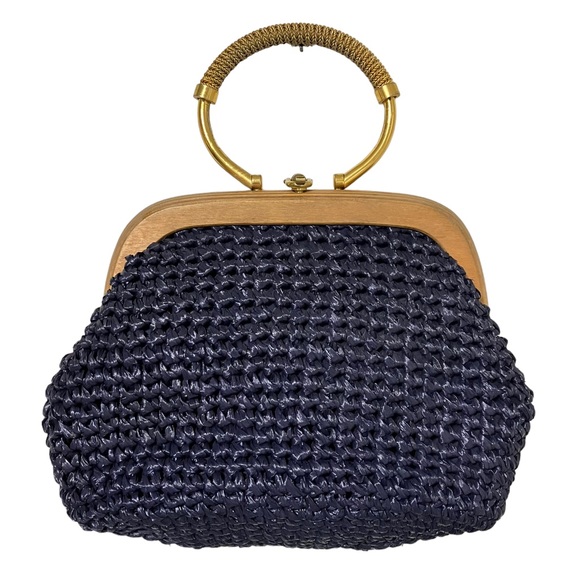Vintage | Bags | Vintage 5s Mm Morris Moskowitz Navy Raffia Handbag ...